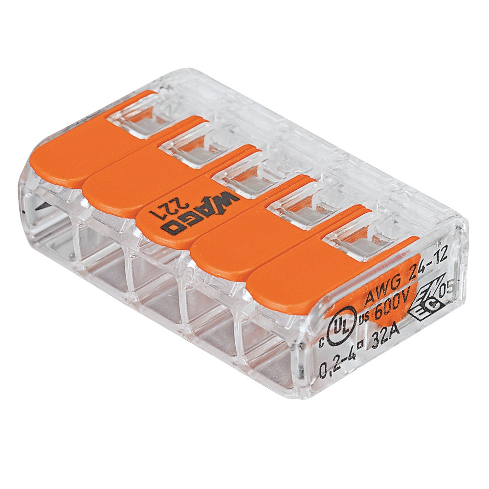 Wago 221-415 5-Way Lever Connector 25 Box - Vision Lighting Ltd