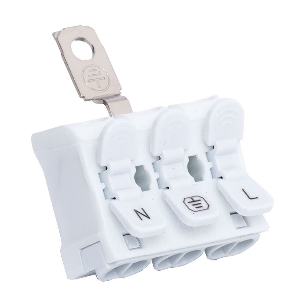 3 Way Terminal Block with Earth Plate - Vision Lighting Ltd