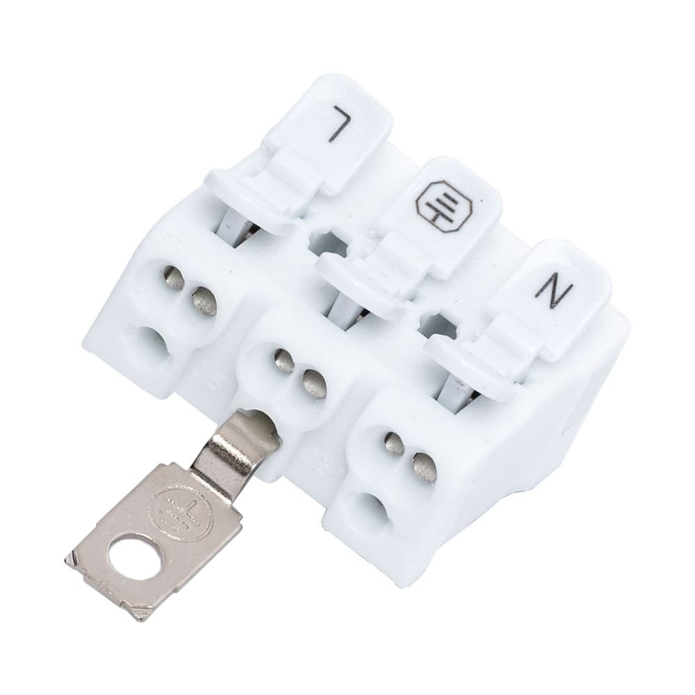 3 Way Terminal Block with Earth Plate - Vision Lighting Ltd